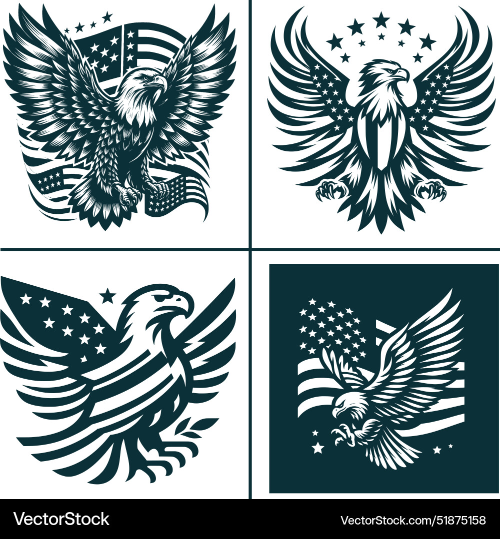 Eagle with flag silhouette filesoutline ea Vector Image