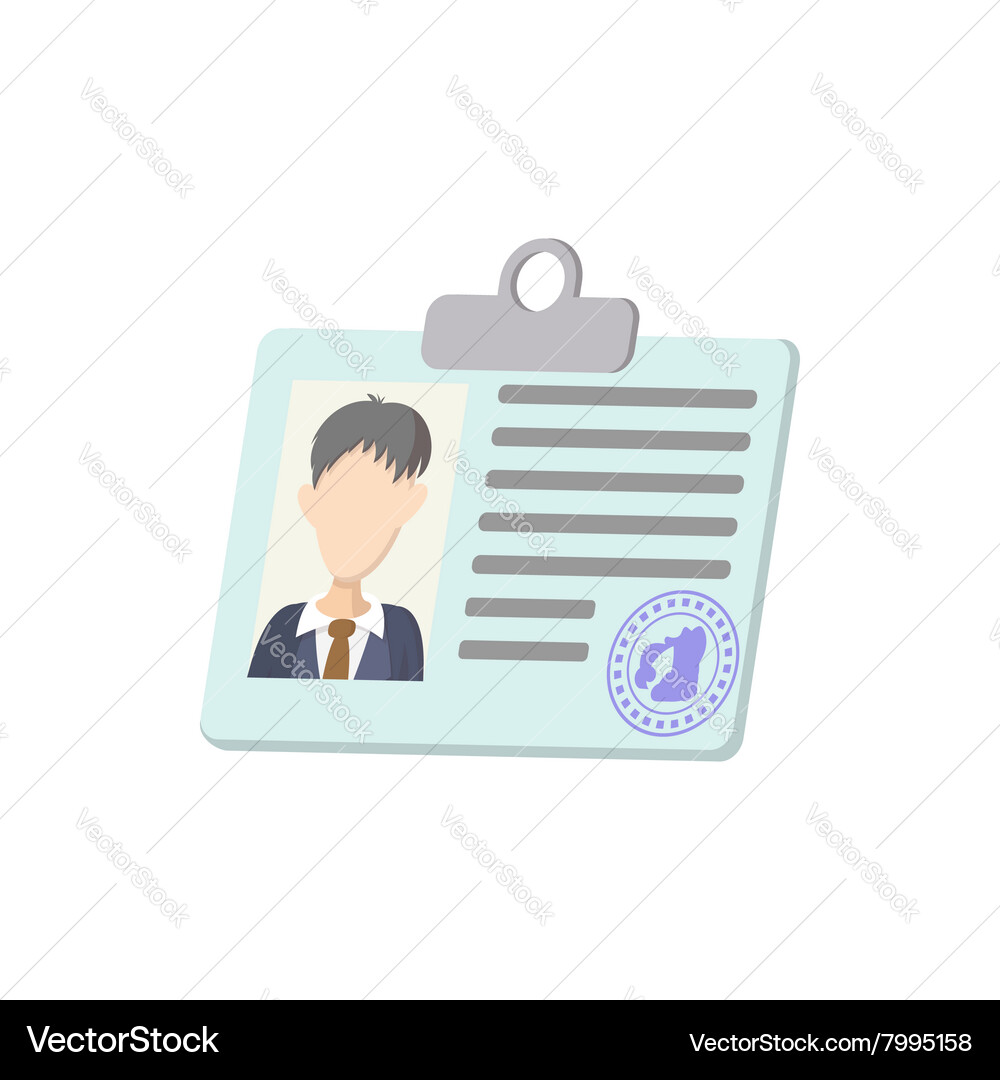 Identification card icon cartoon style Royalty Free Vector