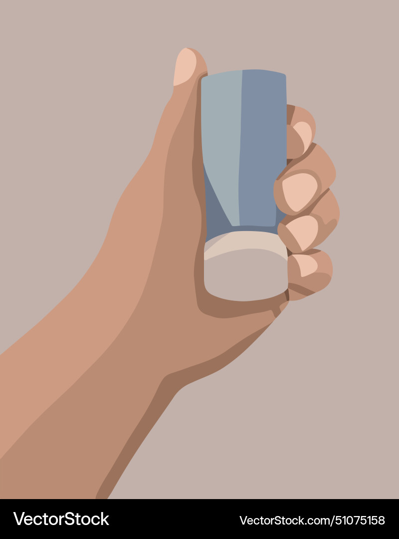 Inhaler in hand help with asthma Royalty Free Vector Image