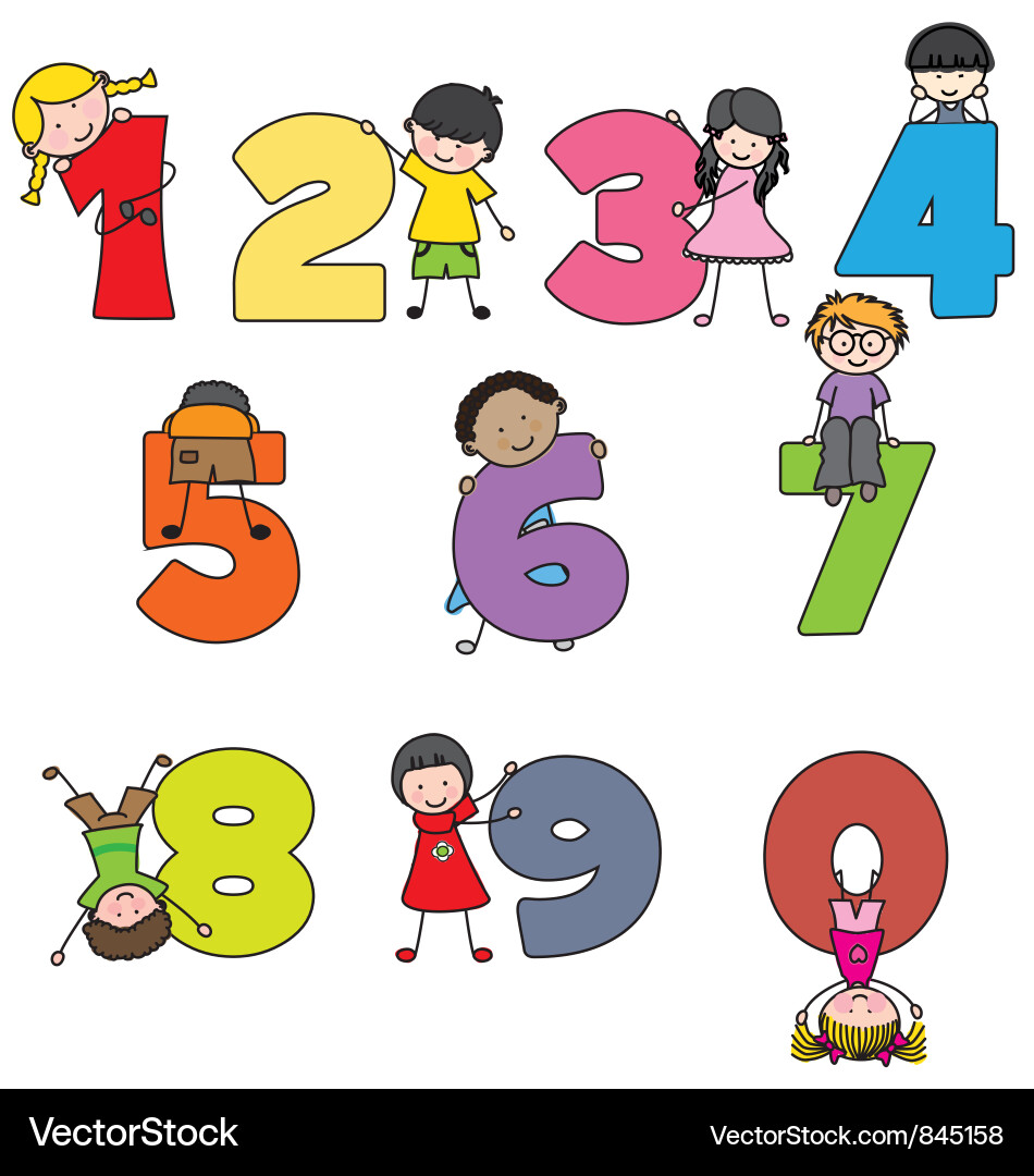 Kids Learning Numbers and Reading Royalty Free Vector Image