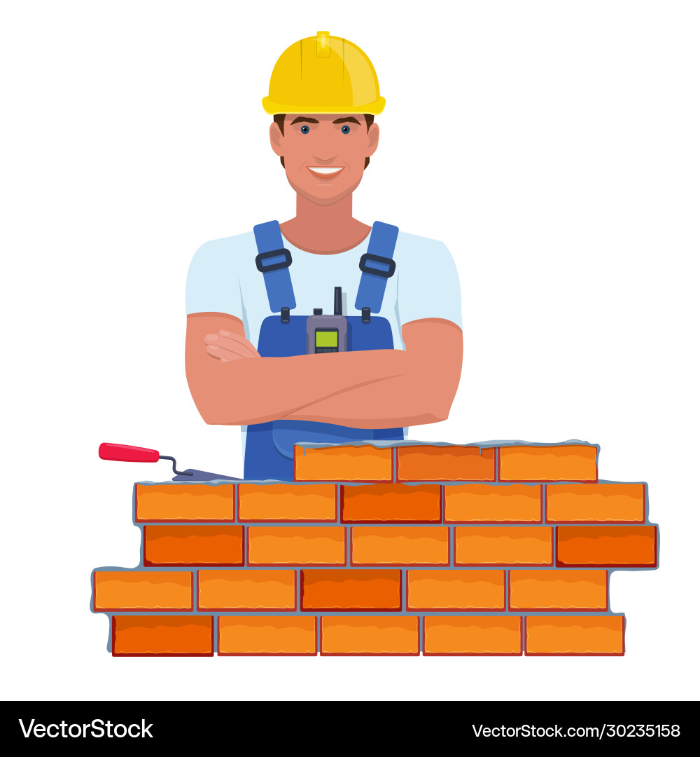 Bricklayer Cartoon Brickwork Vector Images (over 390)