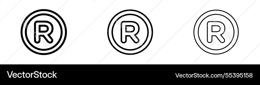 Registered icons in three different stroke lines Vector Image