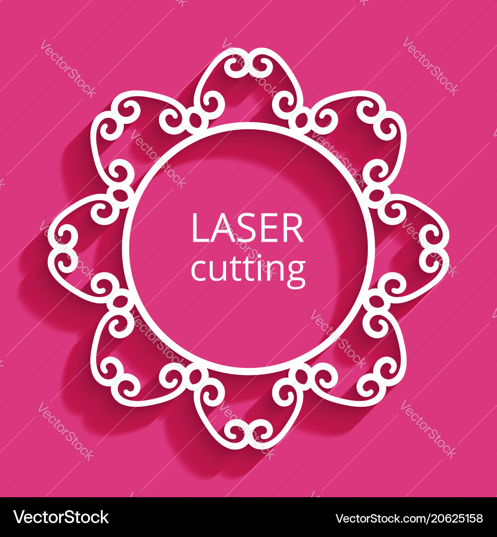 Round frame with cutout paper border pattern Vector Image