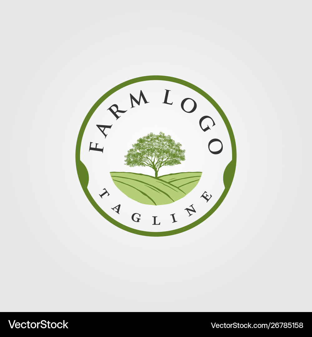 Vintage farm with tree logo designs Royalty Free Vector