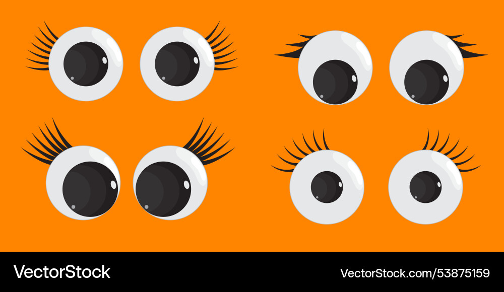 A set of plastic toy eyes glossy bulging puppet Vector Image