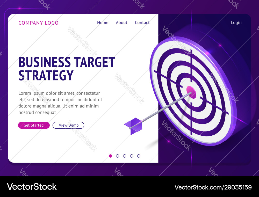Business target strategy isometric landing page Vector Image