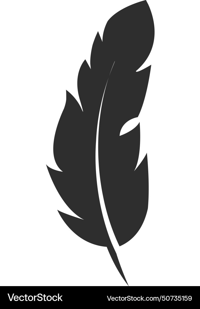 Curved feather icon black bird wing symbol Vector Image