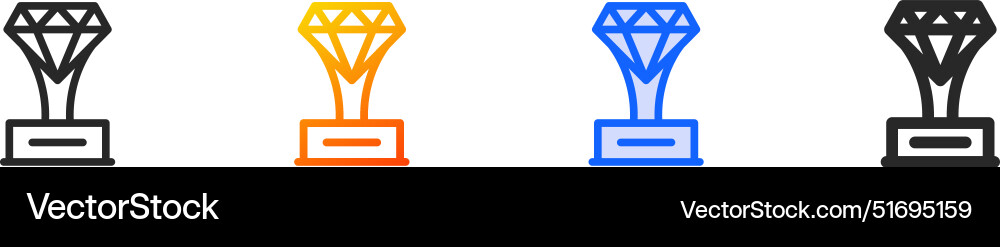 Diamond award iconthin linear gradient blue Vector Image