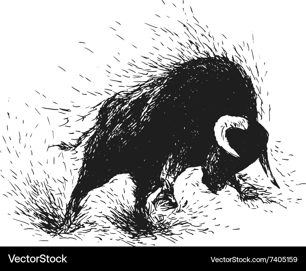 Hand drawing of a raging bull Royalty Free Vector Image