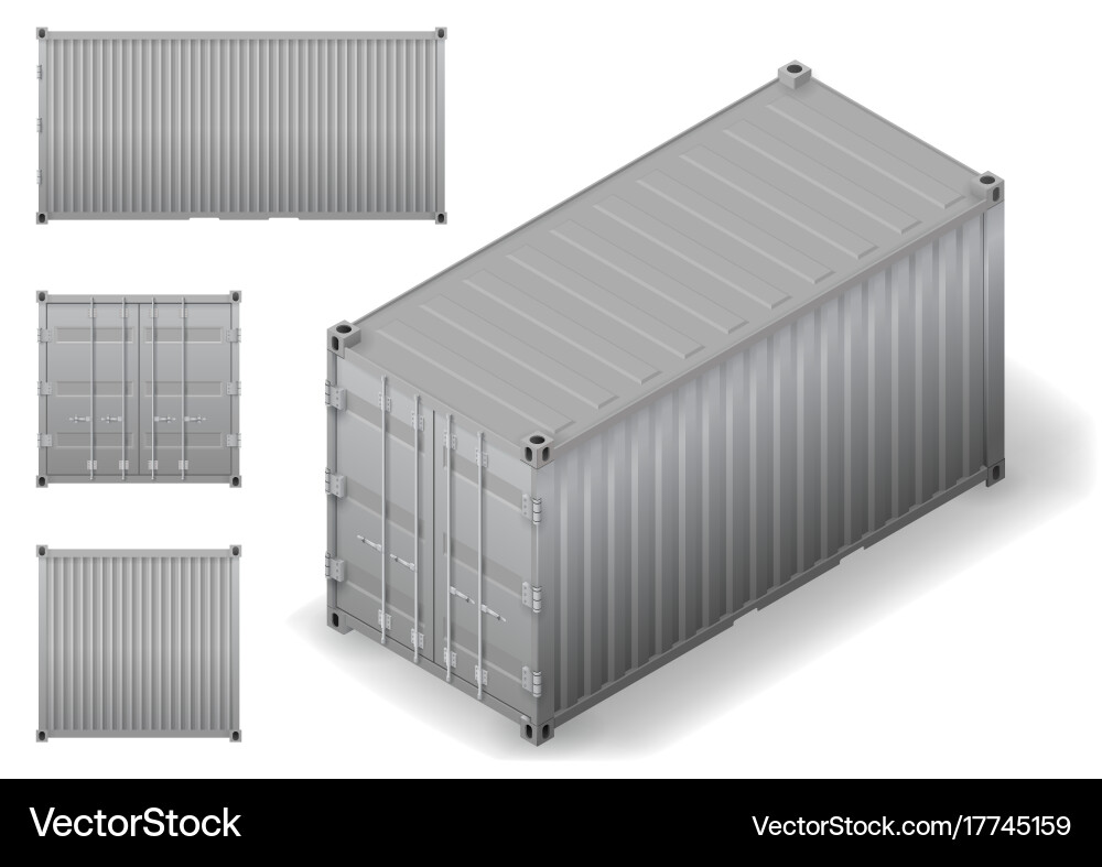 Isometric Cargo Container Set Royalty Free Vector Image