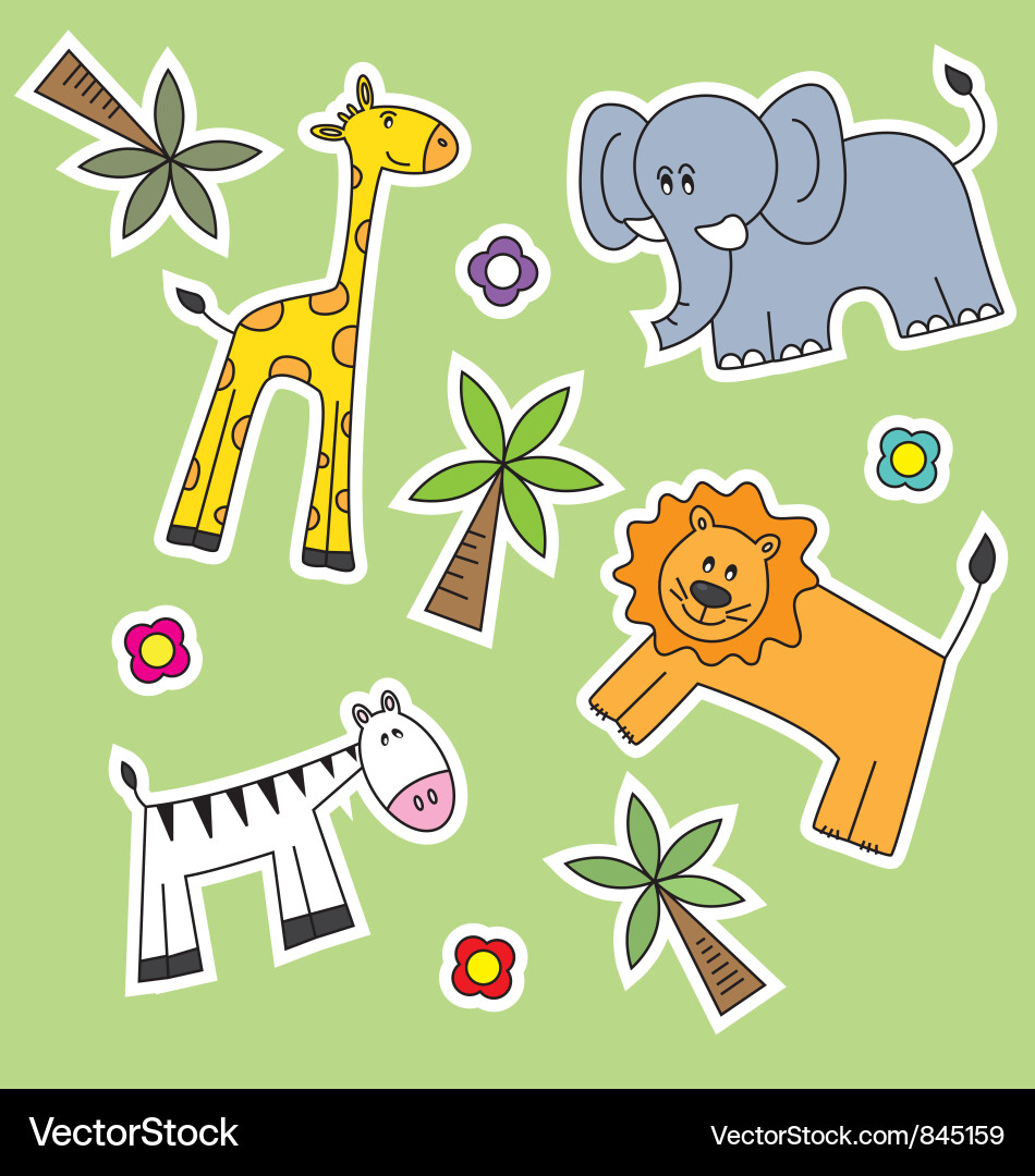 Kids animal wallpaper Royalty Free Vector Image