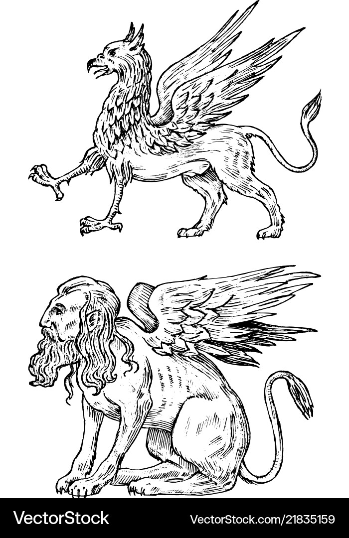 Mythological animals mythical sphinx and antique Vector Image