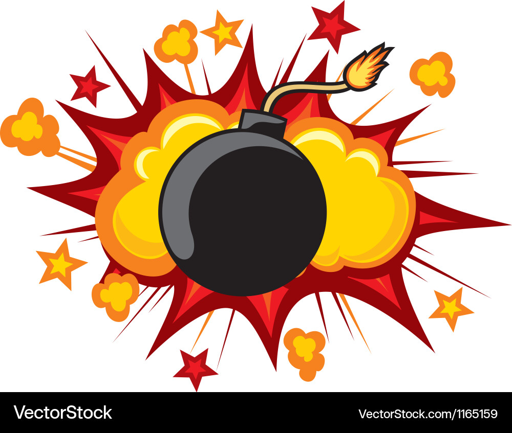 Old bomb starting to explode Royalty Free Vector Image