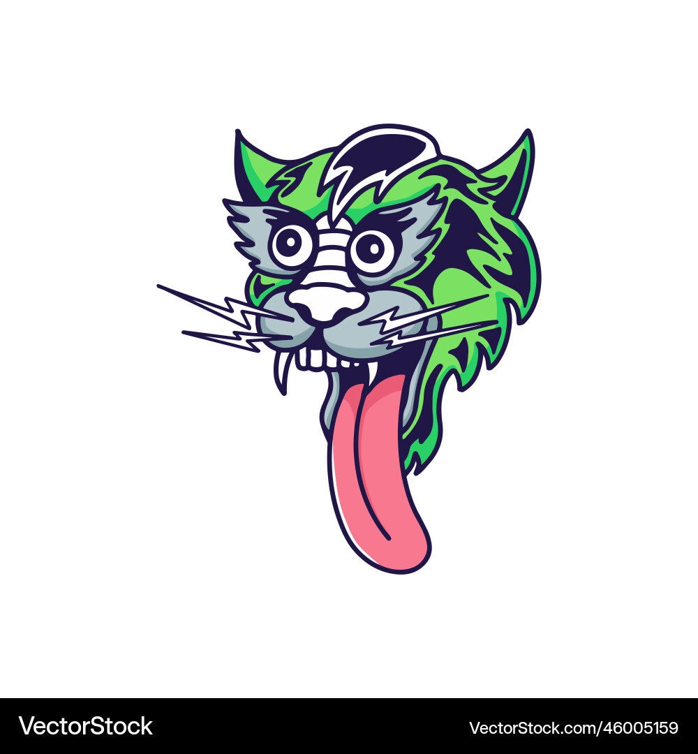 Psychedelic tiger head Royalty Free Vector Image