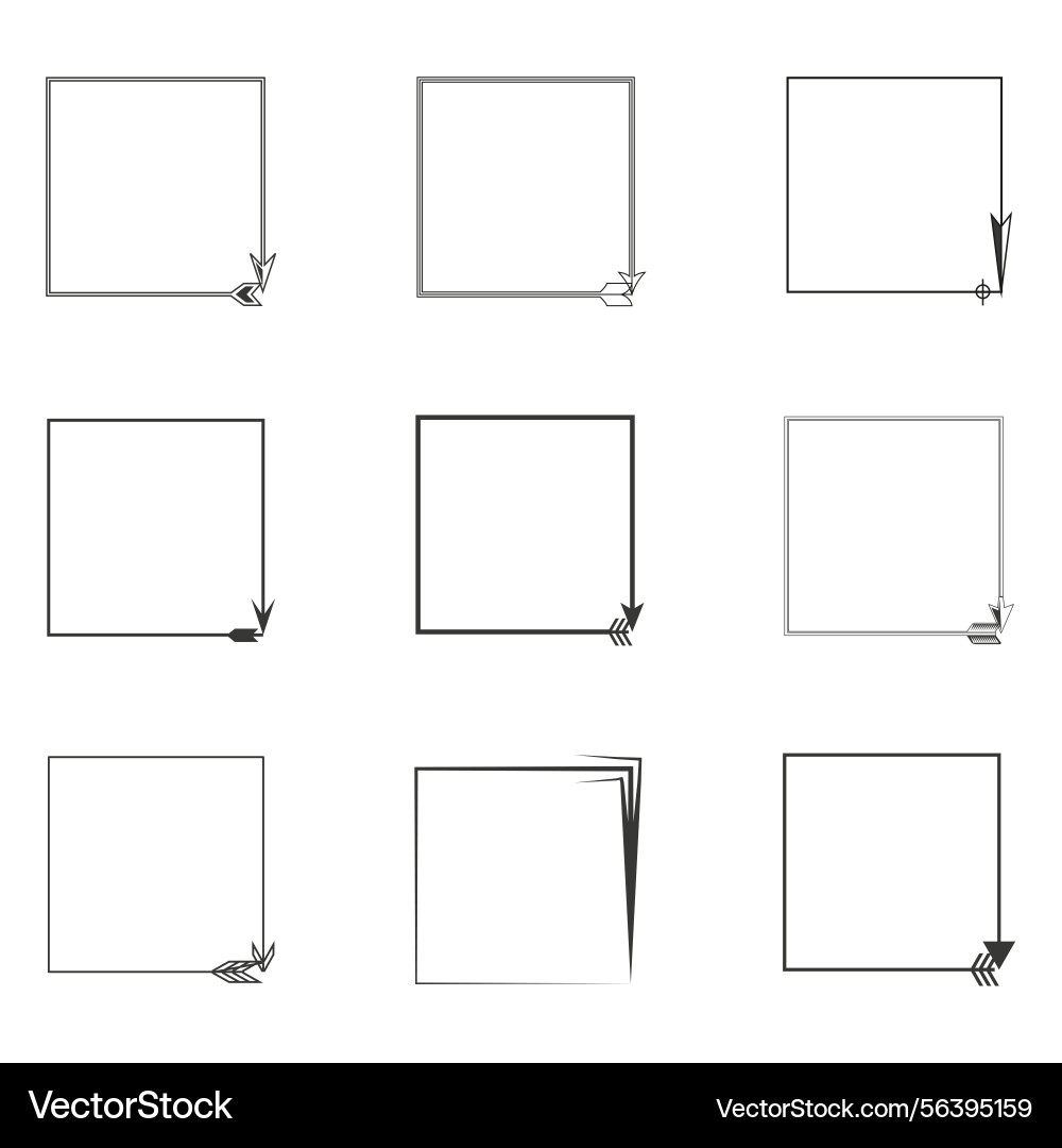 Square frame set arrow corner detail modern Vector Image