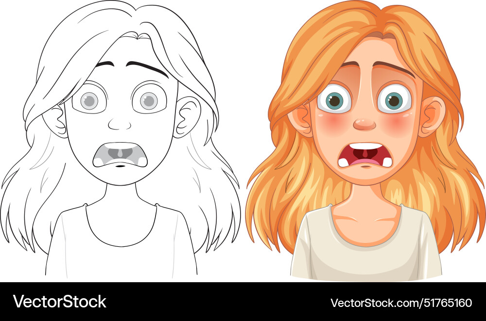 A girl with shocked expression Royalty Free Vector Image
