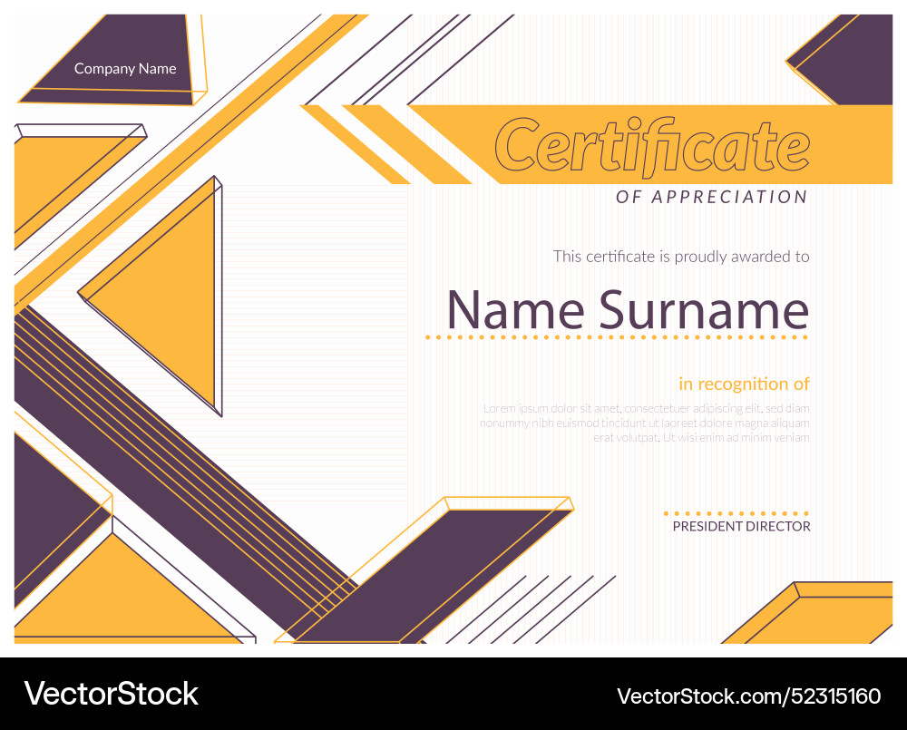 Flat modern certificate template Royalty Free Vector Image