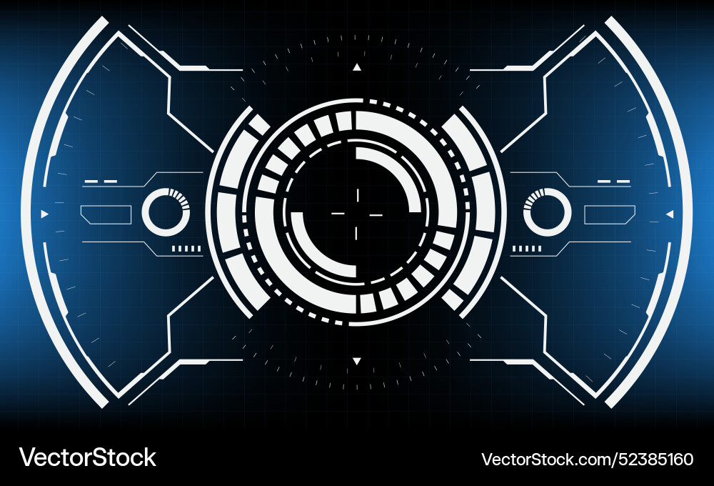Hud white sci-fi interface screen view black Vector Image