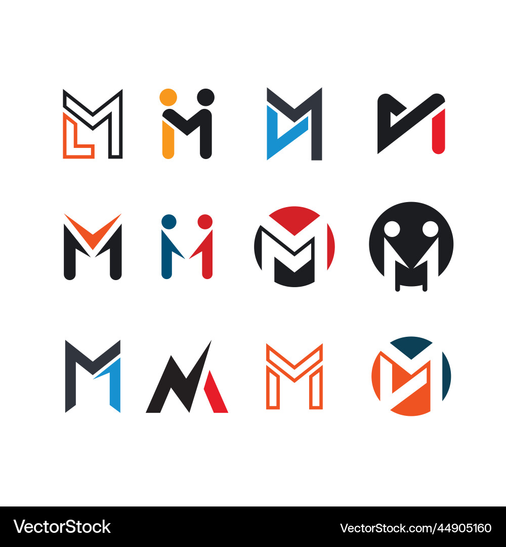 M letter icon set template design Royalty Free Vector Image