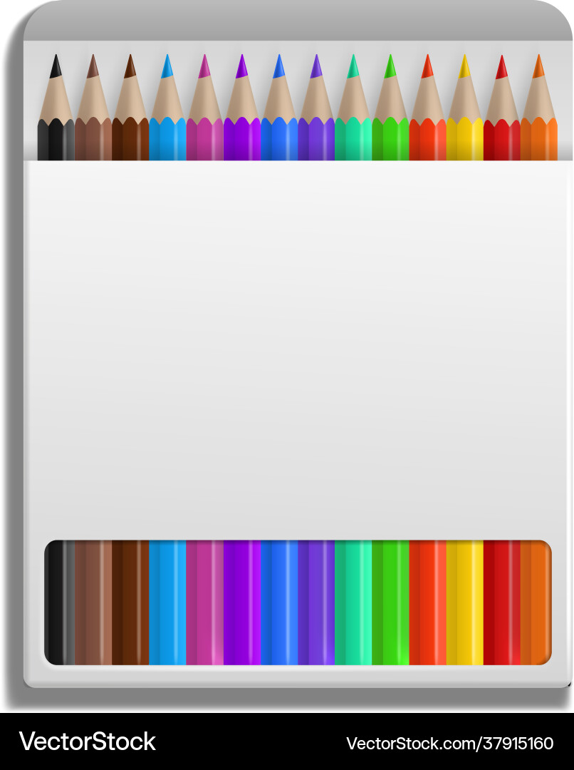 Pencil in box wooden crayons packaging Royalty Free Vector