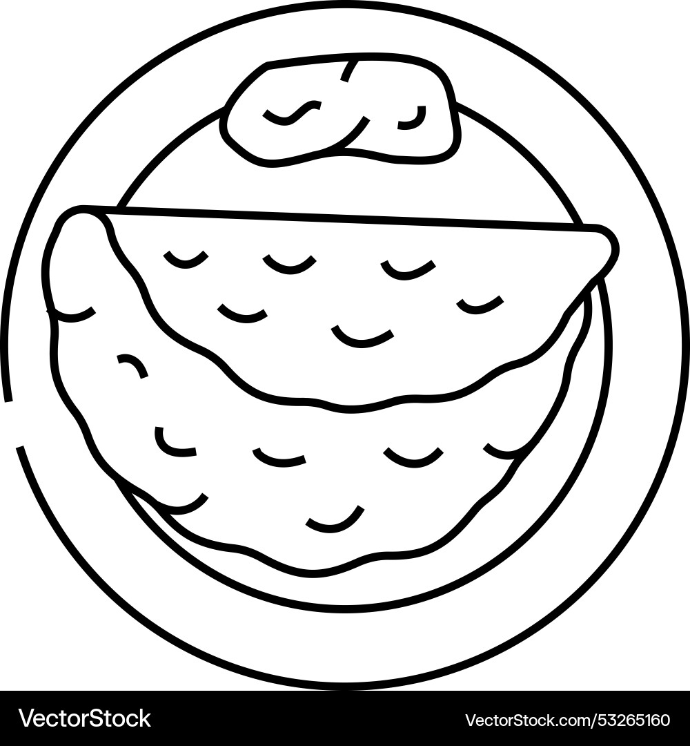 Roti bread indian cuisine line icon Royalty Free Vector