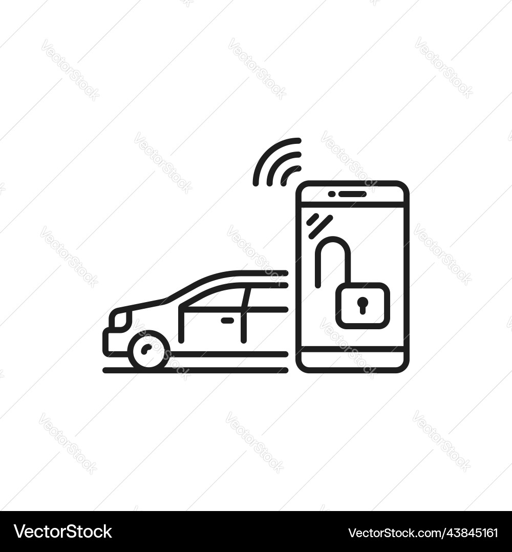 Car key in smartphone smart lock application icon Vector Image