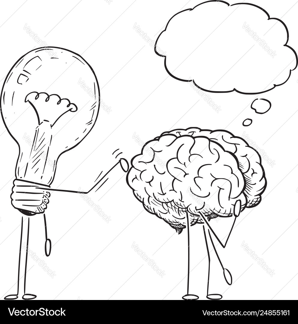 Cartoon drawing lightbulb characters taping Vector Image