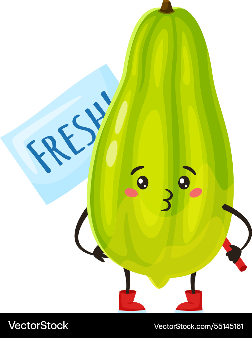 Cartoon featuring a fresh chayote Royalty Free Vector Image