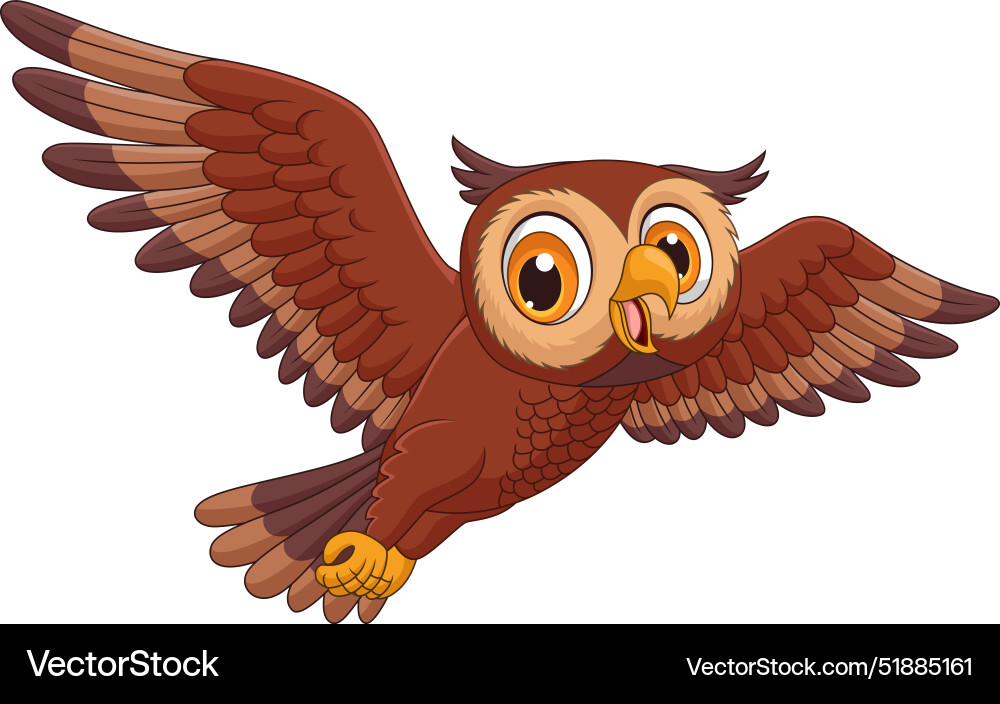 Cartoon owl flying Royalty Free Vector Image - VectorStock