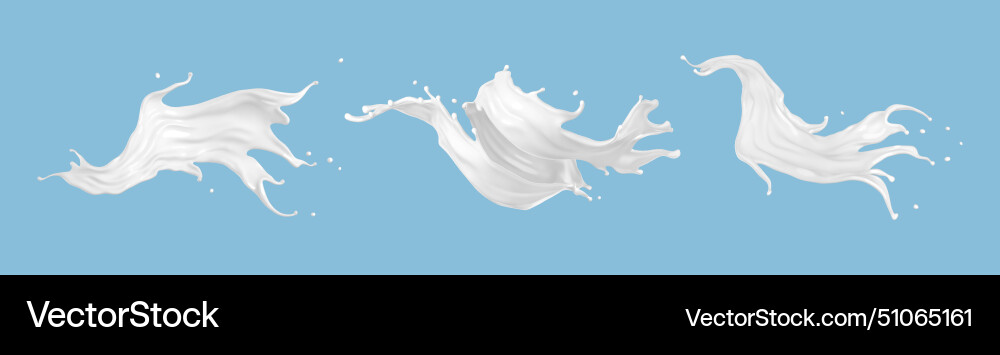 Milk splash set isolated on blue background Vector Image