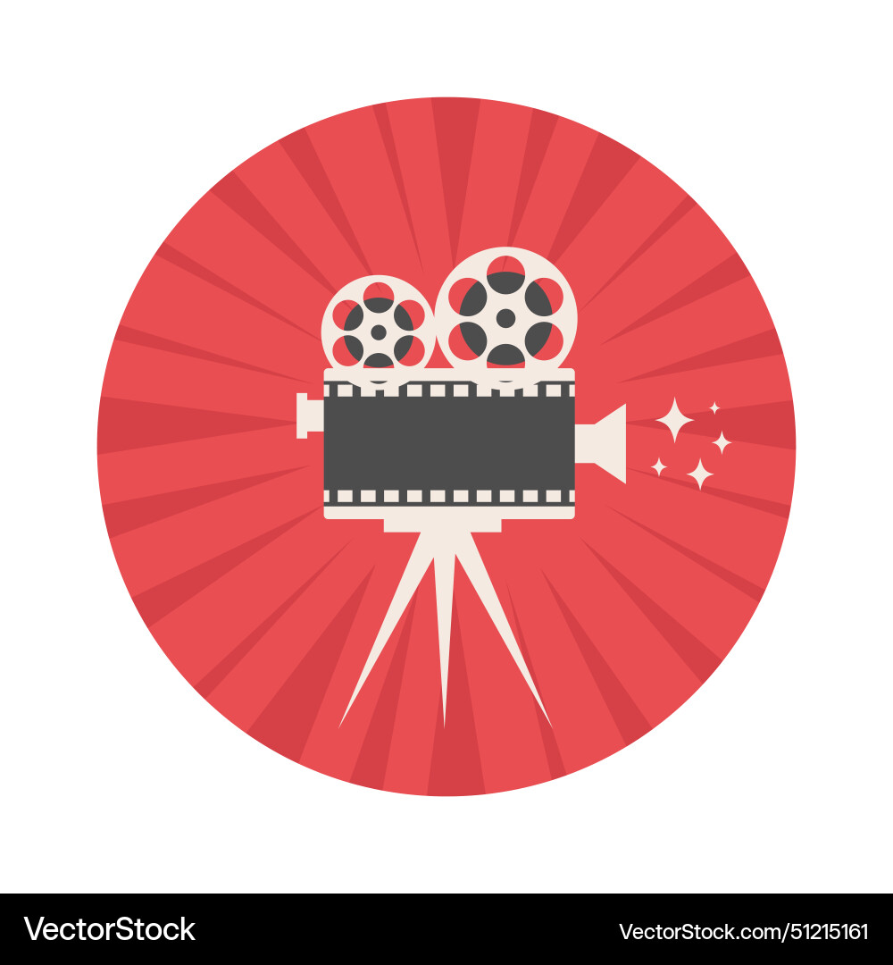 Retro video camera emblem cinema and filmmaking Vector Image