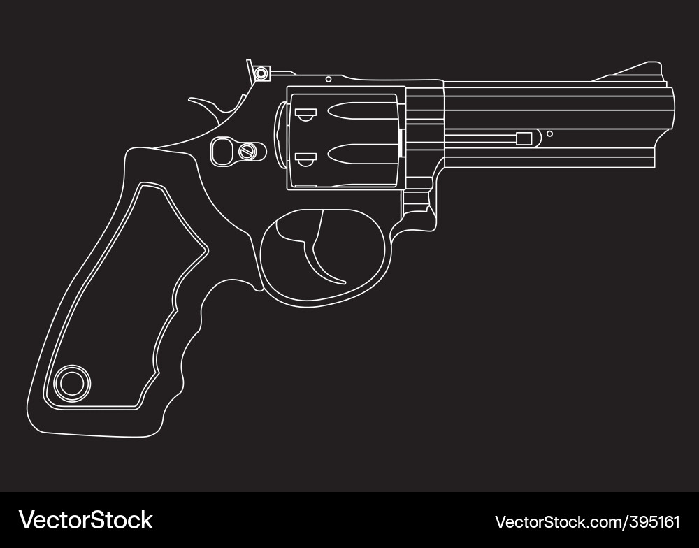 Revolver outline Royalty Free Vector Image - VectorStock
