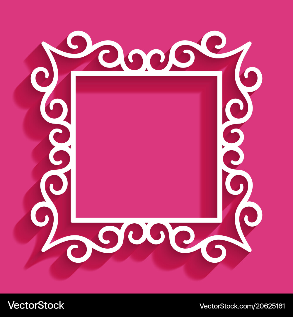 Square frame with cutout paper swirls Royalty Free Vector