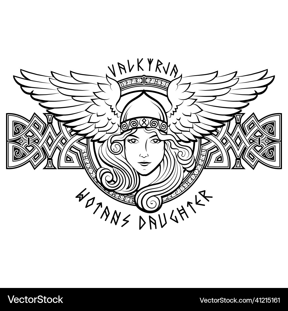Viking design valkyrie in a winged helmet image Vector Image