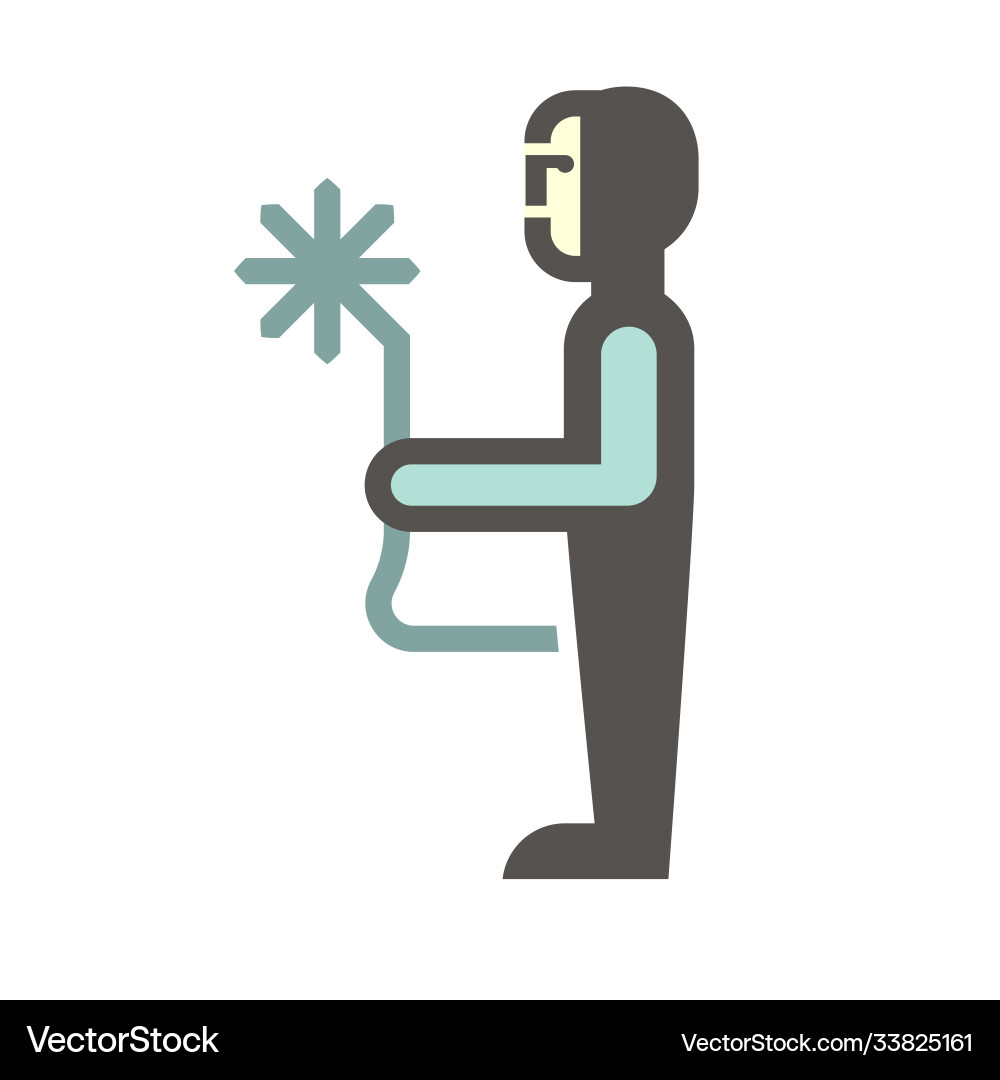 Welder icon and standing welding work Royalty Free Vector