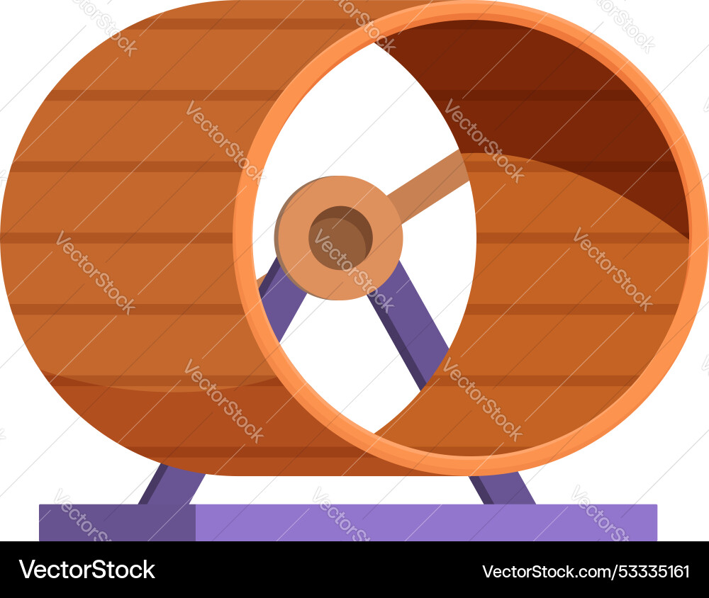 Wooden hamster wheel standing on a stand Vector Image