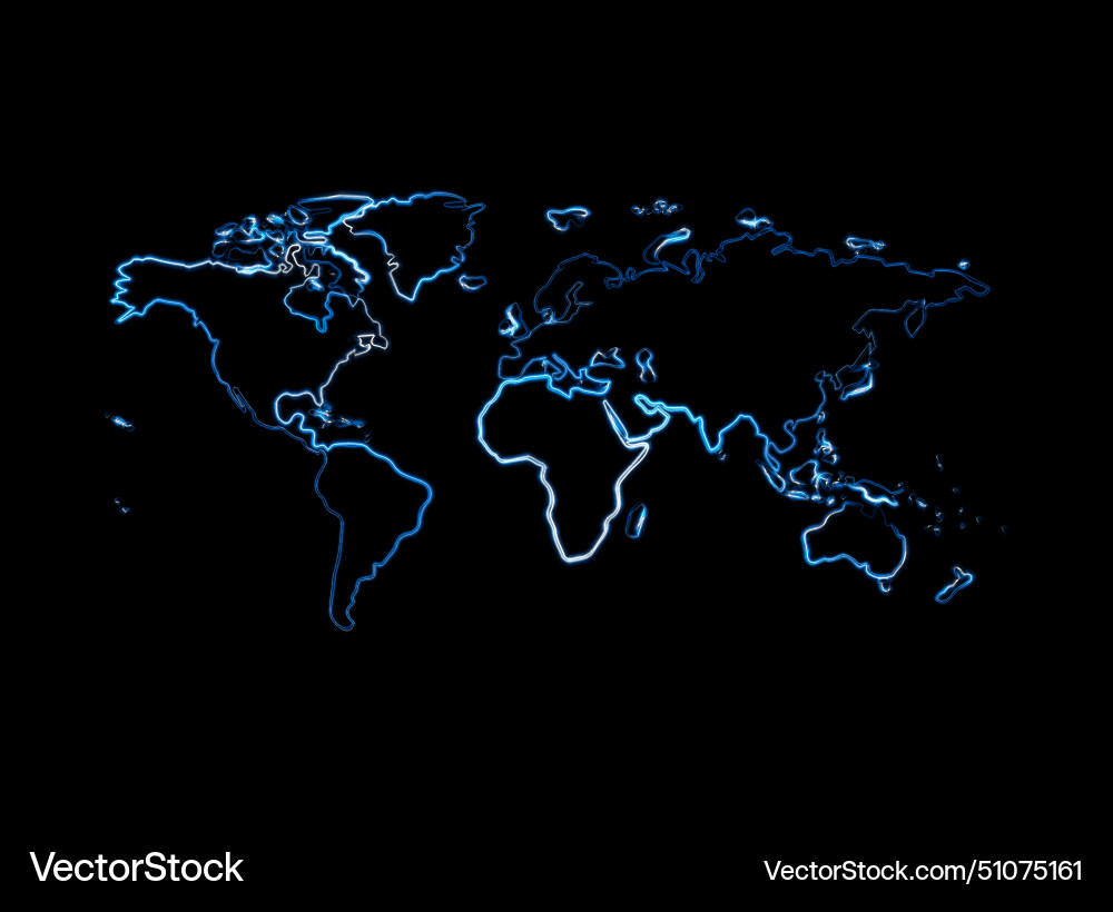 World map with neon effect Royalty Free Vector Image