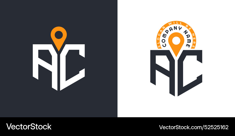 Ac location logo bundle letter dual icons Vector Image