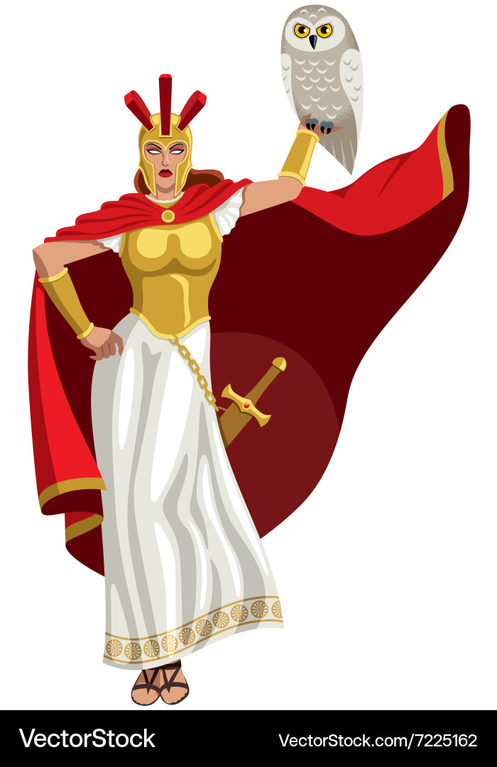 Athena Goddess with Owl Royalty Free Vector Image