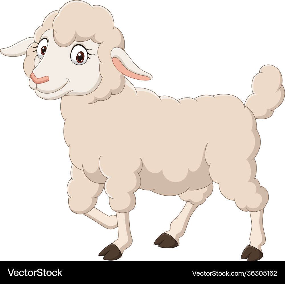 Cartoon happy lamb isolated on white background Vector Image