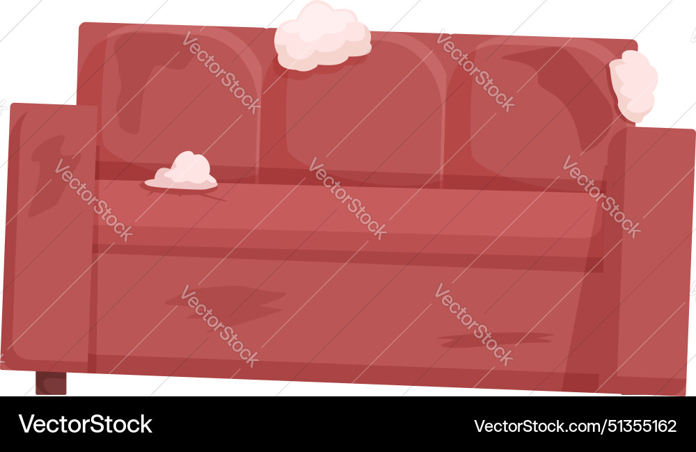 Cartoon red sofa with cushions Royalty Free Vector Image