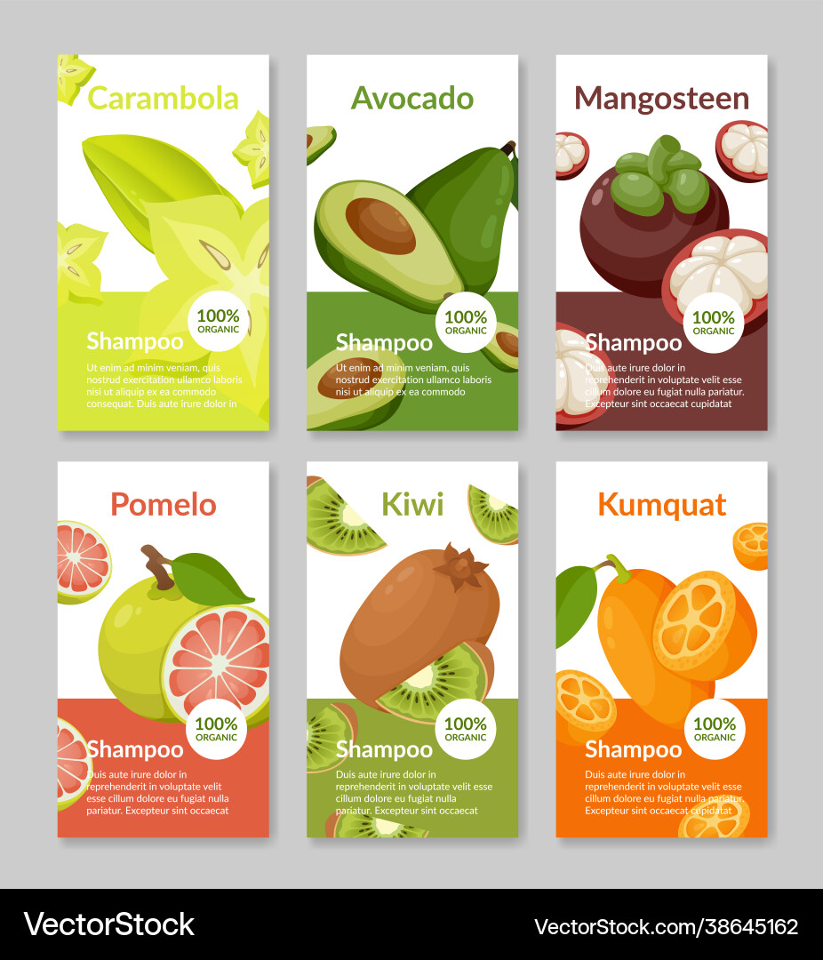 Collection package label organic shampoo Vector Image