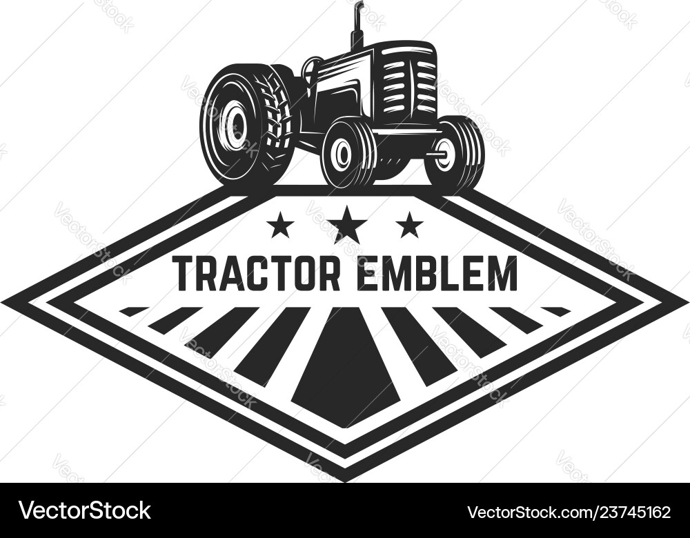 Farm Emblem - Tractor & Harvest Royalty Free Vector
