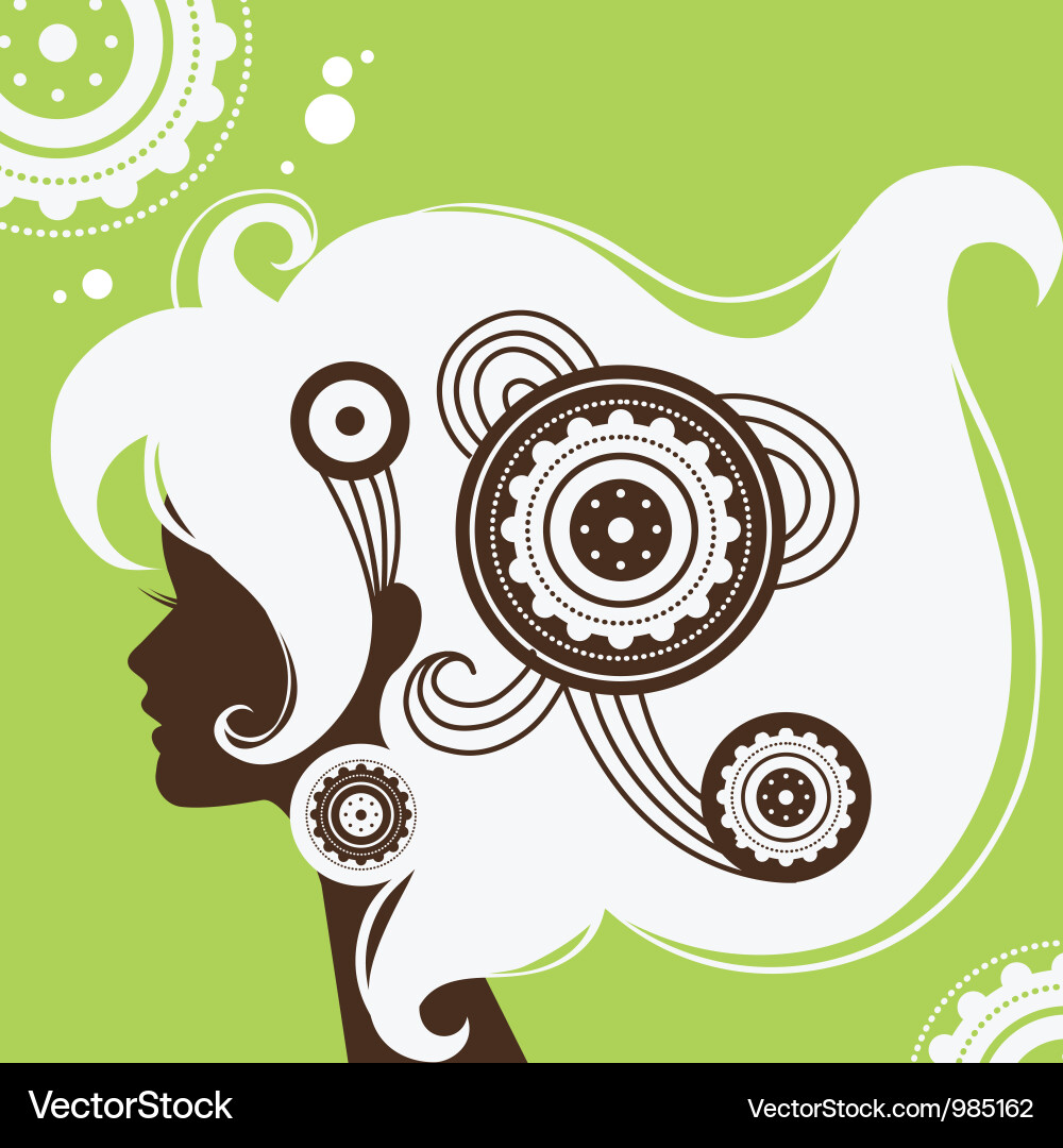 Girl Silhouette Against Abstract Background Vector Image