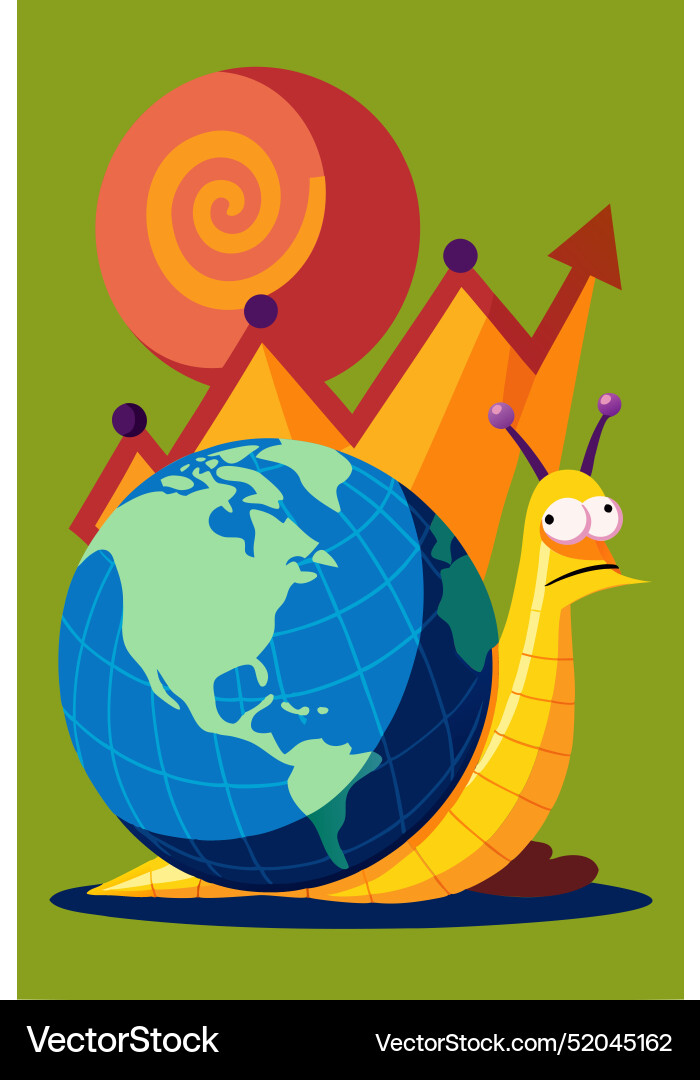 Global economy slowdown snail Royalty Free Vector Image
