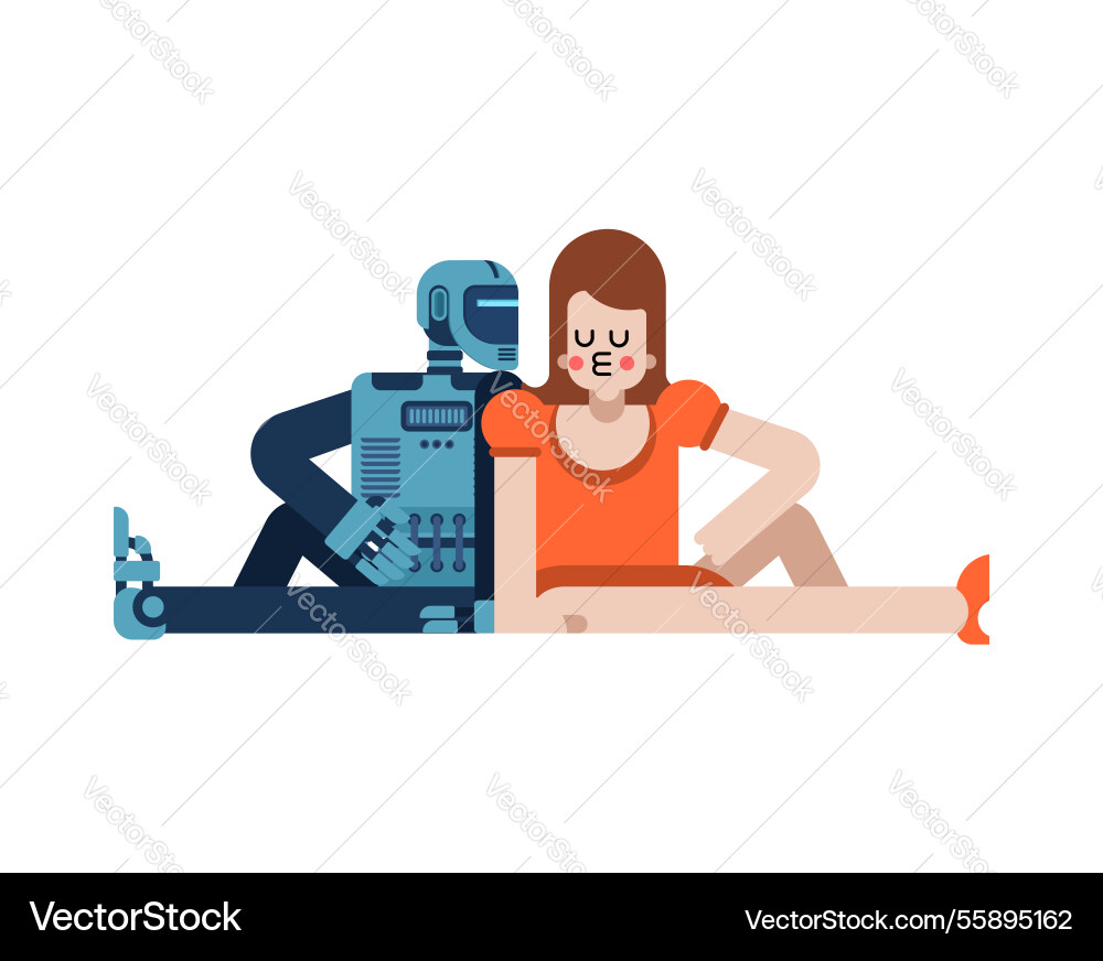 Lovers robot back to loving couple cyborg Vector Image