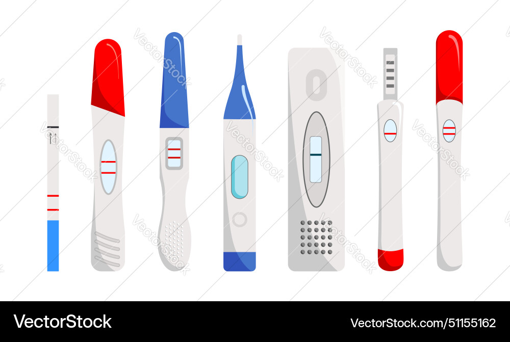 Pregnancy or ovulation positive and negative test Vector Image