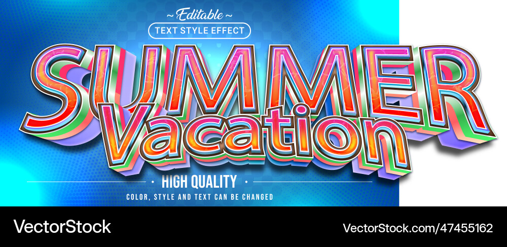 Summer Vacation Text Effect Royalty Free Vector Image