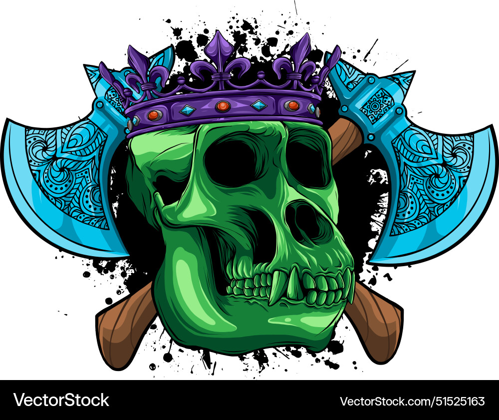 Colored draw of monkey skull Royalty Free Vector Image