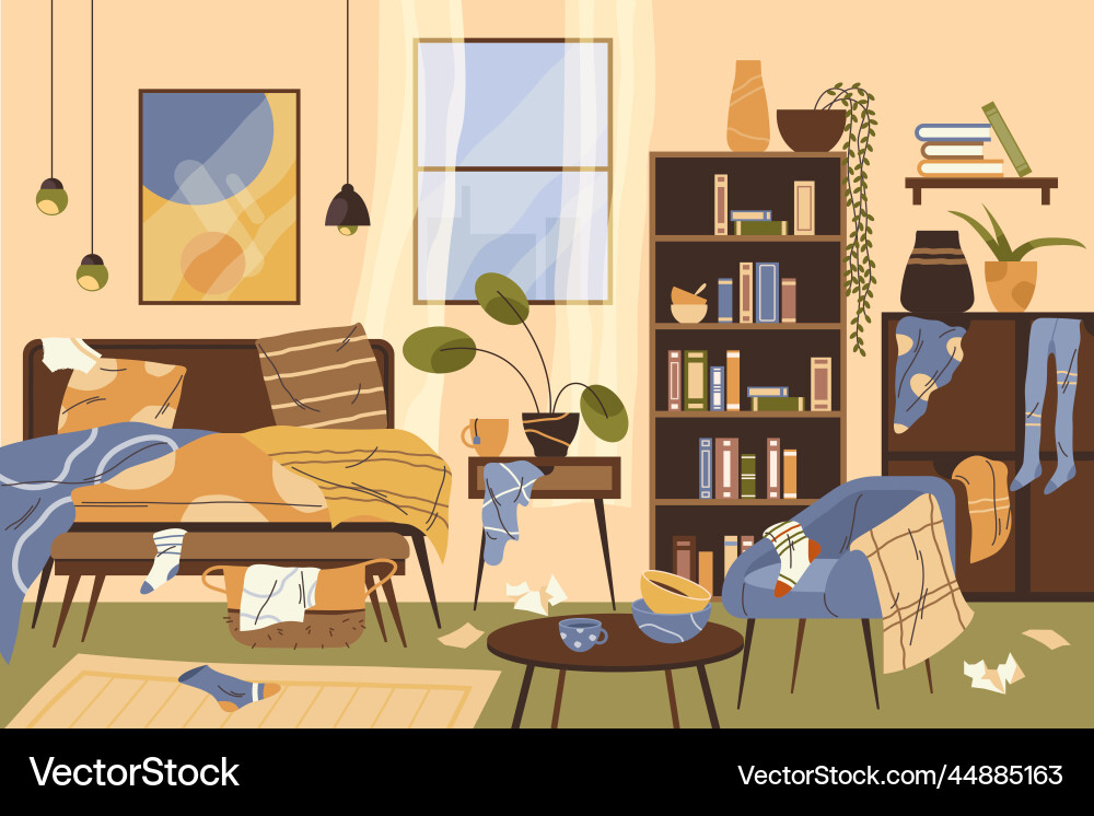 Dirty room interior banner or background Vector Image